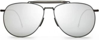 Thom Browne unisex, Accessoires, Gris, Taille: ONE Size Tb015 Lunettes de soleil carr&eacute;es en titane