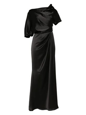 Amsale Schulterfreies Abendkleid aus Satin - Schwarz