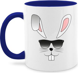 Shirtracer Tasse Tassen 325ml - Cooler Hase mit Brille I - 325 ml - Dunkelblau - ostern hasenmotiv osterhasen hasi kaffeetasse osterhase hasen kaffeebecher häsch