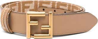 Fendi ceinture &agrave; boucle FF - Marron