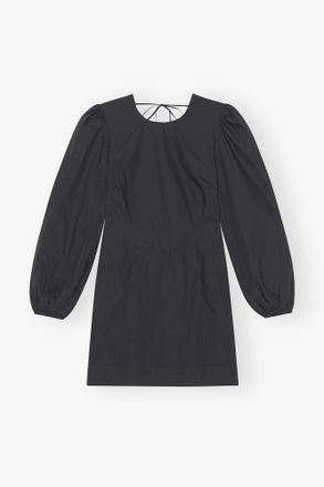 Ganni schwarz Minikleid aus Cotton Poplin mit offenem R&uuml;cken Bio-Baumwolle - Gr&ouml;&szlig;e 32