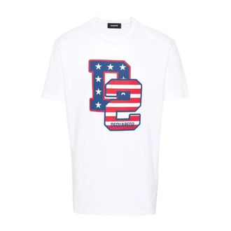 Dsquared2 Patriotisches Design Bedrucktes T-Shirt - - Tops - Herren - Wei&szlig; - XL
