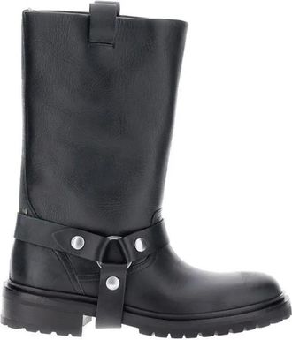 Golden Goose Stiefel - Distressed Black Leather Kurt Boots With Silver Ac - Gr. 36 (EU) - in Schwarz - f&uuml;r Damen