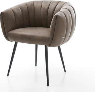 DELIFE Esszimmerstuhl Jada-Flex Mikrofaser Taupe Vintage 4-Fu&szlig; konisch Schwarz Taschenfederkern, Esszimmerst&uuml;hle