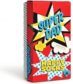Happy Socks lot de 3 chaussettes cadeaux f&ecirc;te des p&egrave;res en coton, cadeaux rigolos dr&ocirc;ls et originales pour papa