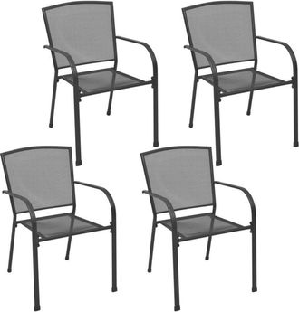 vidaXL Vidaxl - Chaises dext&eacute;rieur lot de 4 Design maill&eacute; Anthracite Acier