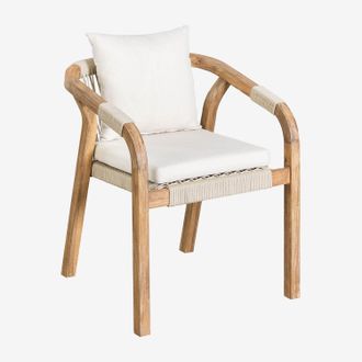 Sklum Gartenstuhl mit Armlehnen aus Akazienholz Dubai Akazie Braun