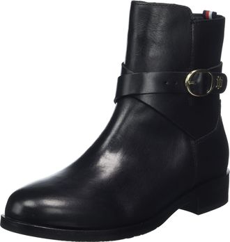 Tommy Hilfiger Damen Th G&uuml;rtel Flache Stiefel Mode, Schwarz, 36.5 EU