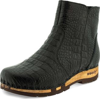Woody Damen Olga Clog Stiefelette, Siyah Kroko, Größe 38