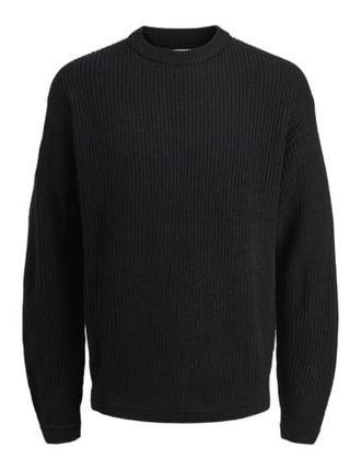 Jack & Jones Jjkaito Knit Crew Neck BF, Noir, M Homme