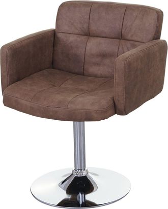 Mendler Esszimmerstuhl Orlando, Drehstuhl Stuhl, Wildlederimitat Chrom MVG-Zertifiziert - Vintage braun