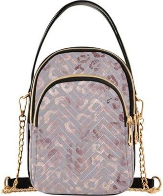 Mnsruu Sac à bandoulière pour femme - Motif léopard - Or rose - Petit sac à bandoulière avec sangle réglable