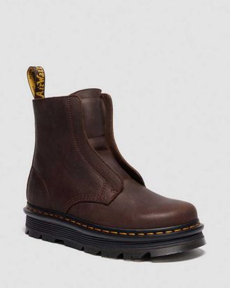 Dr. Martens Zebzag Laceless Slip On Leder Stiefel in Braun, Gr&ouml;&szlig;e: 36