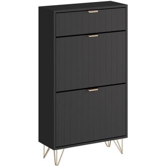 Vicco Armoire &agrave; chaussures Helge, Noir, 60x107.5cm 2 compartiments, Vicco