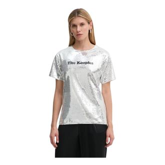 The Kooples T-Shirt mit Paillettenbesatz und kurzen &Auml;rmeln - - Tops - Damen - Grau - M