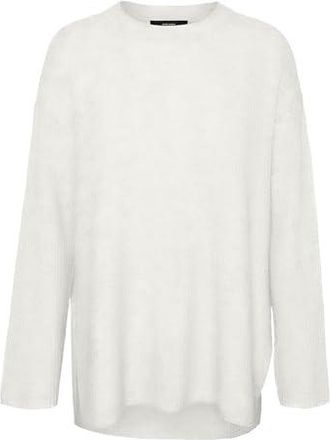 Vero Moda Vmpalma Ls Pull Long en Tricot à col Rond pour Femme, Blanche-Neige, L