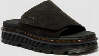 Dr. Martens Su&egrave;de Zebzag Wildleder Plateau Slides in Schwarz, Gr&ouml;&szlig;e: 36