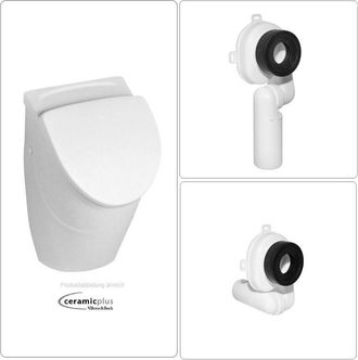 Villeroy & Boch O.novo Keramik Absaug Urinal mit CeramicPlus Beschichtung & Deckel + Ablaufgarnitur - Villeroy&boch