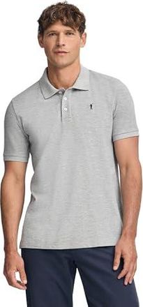 Polo Club Polo Gris chiné en piqué avec Patte à Trois Boutons et Logo brodé Contrastant Homme