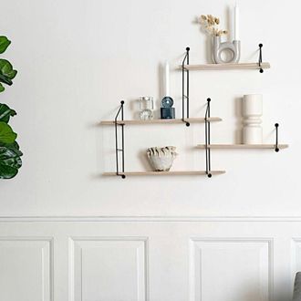 Pier Import Pier Import - Etagère murale déstructurée en métal noir et bois, 4 plateaux tallinn