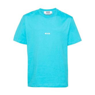 Msgm Blaues Baumwoll-T-Shirt - - Tops - Herren - Blau - XL