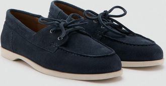 Mango Chaussures bateau cuir su&egrave;de bleu marine - Homme - 39 - MANGO MAN