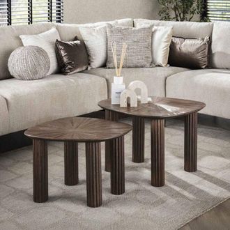 M&S Collection Lot de 2 tables basses organiques en teck marron - RIOZA