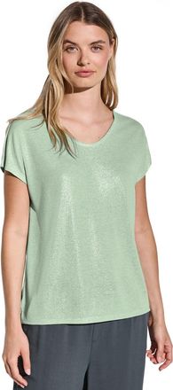 Street One Damen A322694 Schimmerndes V-Neck Shirt, Soft Jade Green, 44