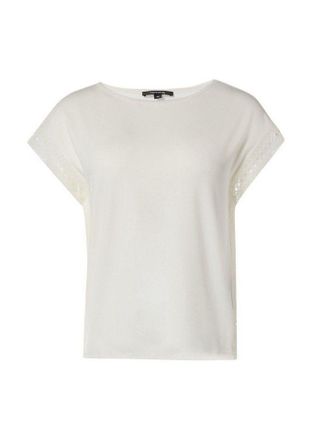 Comma T-Shirt &auml;rmellos, U-Boot-Ausschnitt, Zierband, Spitze