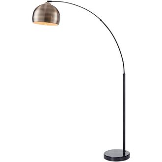 Teamson Home Teamson Home - Lampadaire Arquer arc lampe de salon abat-jour bronzée pied marbre noir VN-L00010AB-EU