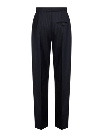 Khaite Womens Navy Blue Pinstriped Stretch Wool Trousers Virgin