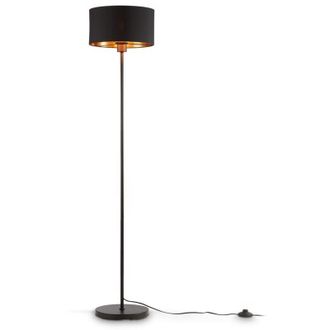 B.K.Licht B.k.licht - b.k. Licht lampadaire tissu noir doré douille E27 pour une ampoule abat-jour en tissu 30 cm câble 140 cm avec interrupteur à pied livré