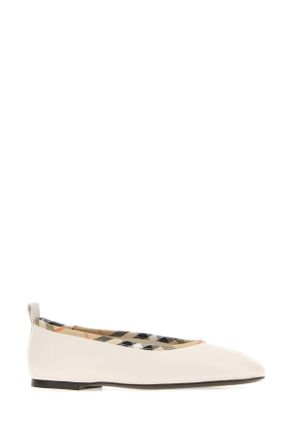 Burberry Womens Ivory Leather Robin Ballerinas Sandybeige Ballerine Flat Shoes