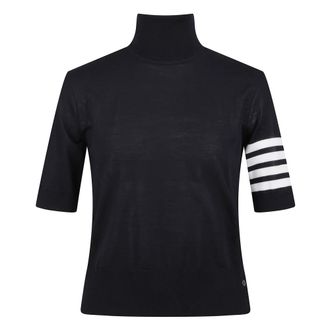 Thom Browne Kurzarm-Wollmischpullover - - Knitwear - Damen - Blau - S