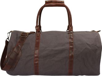 Leconi gro&szlig;e Reisetasche Weekender Reisegep&auml;ck Handgep&auml;ck Sporttasche f&uuml;r Damen und Herren Leder + Canvas 60x30x30cm grau LE2026-C