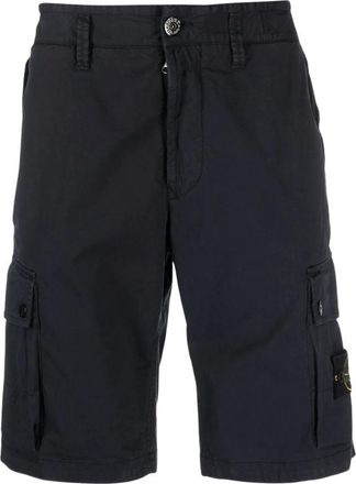 Stone Island Homme, Shorts, Bleu, Taille: W33 Short Cargo &agrave; Patch Compass