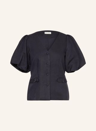 Phase Eight Bluse Audrey Mit Leinen Und R&uuml;schen blau