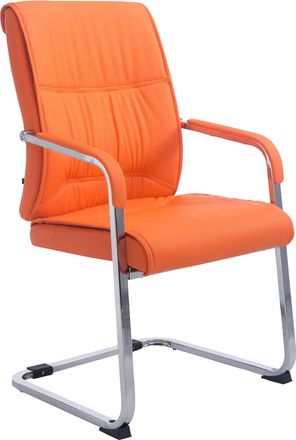 Clp Freischwinger Besucherstuhl XXL Anubis I Stabiler Und Pflegeleichter Stuhl Mit Kunstlederbezug Und Bodenschoner I 260 kg Belastbarkeit, Farbe:orange