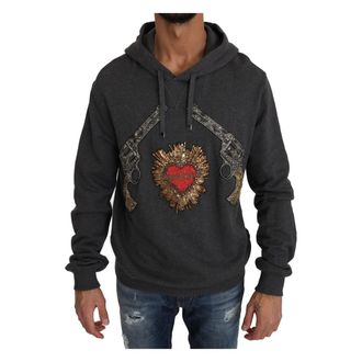Dolce & Gabbana Kristallherz Pistolen Pullover Sweater - - Sweatshirts & Hoodies - Herren - Grau - L