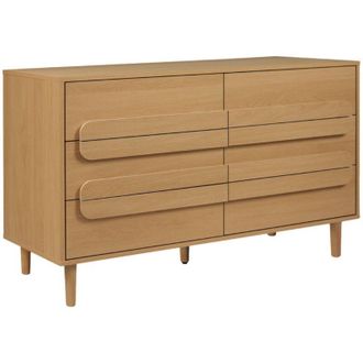 Sweeek Commode vintage d&eacute;cor bois de ch&ecirc;ne 6 tiroirs - L 120 x P 40 x H 75cm - Juliana