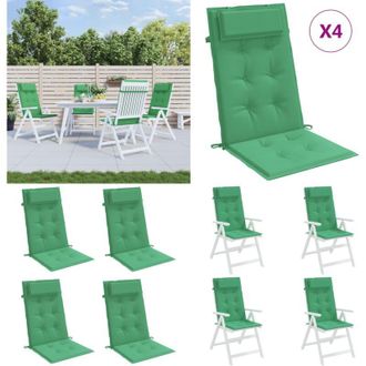 vidaXL Hochlehner-Auflagen 4 Stk. Gr&uuml;n Oxford-Gewebe - Hochlehner Auflagen - Gartenstuhlkissen - Outdoor Kissen - Sitzkissen - Wasserfeste Kissen - Home &