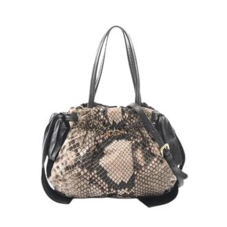 Prada Sac fourre-tout 2Way en nylon python et ruban Pre-owned - Femme - Pre-owned - Beige - Taille: ONE Size