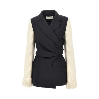Dries Van Noten Wool blazer with knitted sleeves Woman 36