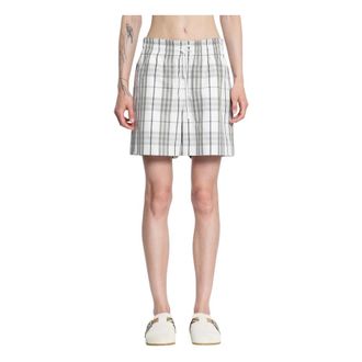 Burberry Femme, Shorts, Blanc, Taille: 36 FR Short en coton &agrave; carreaux