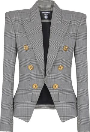 Balmain Femme, Vestes, Noir, Taille: 36 FR Veste 6 Boutons en Jacquard Prince de Galles