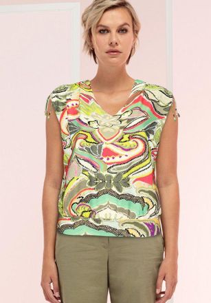 bianca Kurzarmshirt JULIE mit trendigem Allover-Dessin in Sommerfarben