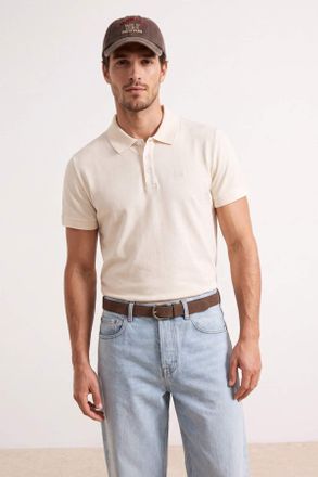 Trendyol MAN Herren Wei&szlig; Einfarbig Kurz Regular Fit Poloshirts
