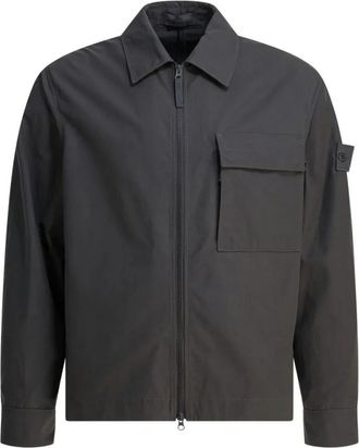 Stone Island Hemdjacke mit Rei&szlig;verschluss und aufgesetzten Taschen - - Jackets - Herren - Grau - M