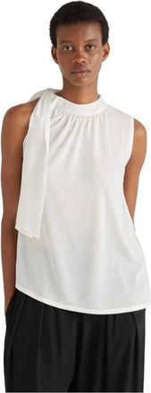 Meimeij Femme, Blouses et Chemises, Blanc, Taille: 44 FR Top en maille trap&egrave;ze avec attache &agrave; l&eacute;paule