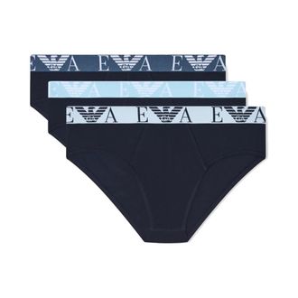 Emporio Armani Homme, Sous-v&ecirc;tements, Bleu, Taille: M Lot de trois slips avec logo monogramme audacieux